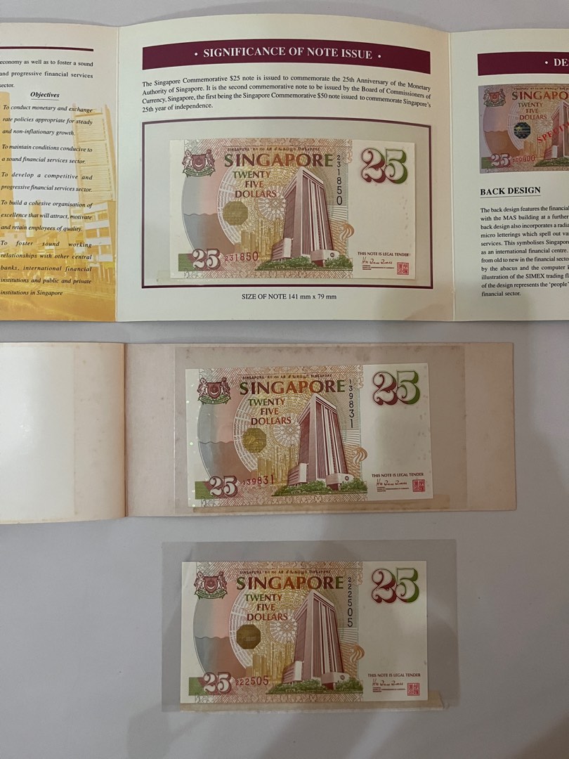 1996 $25 Commemorative note for 25th Anniversary of Monetary Authority ...