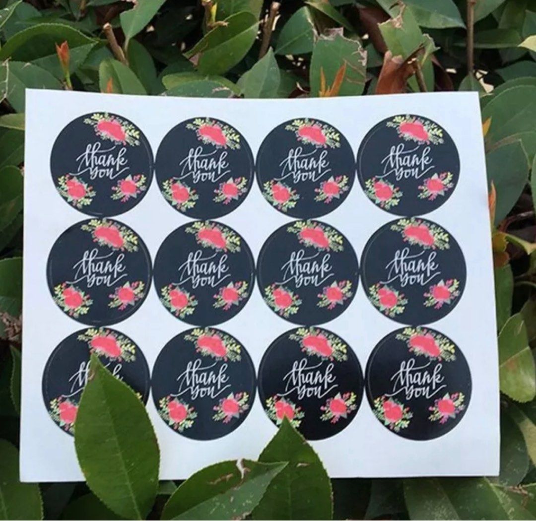 1 Sheet Floral Thank You Stickers, Hobbies & Toys, Stationery & Craft ...