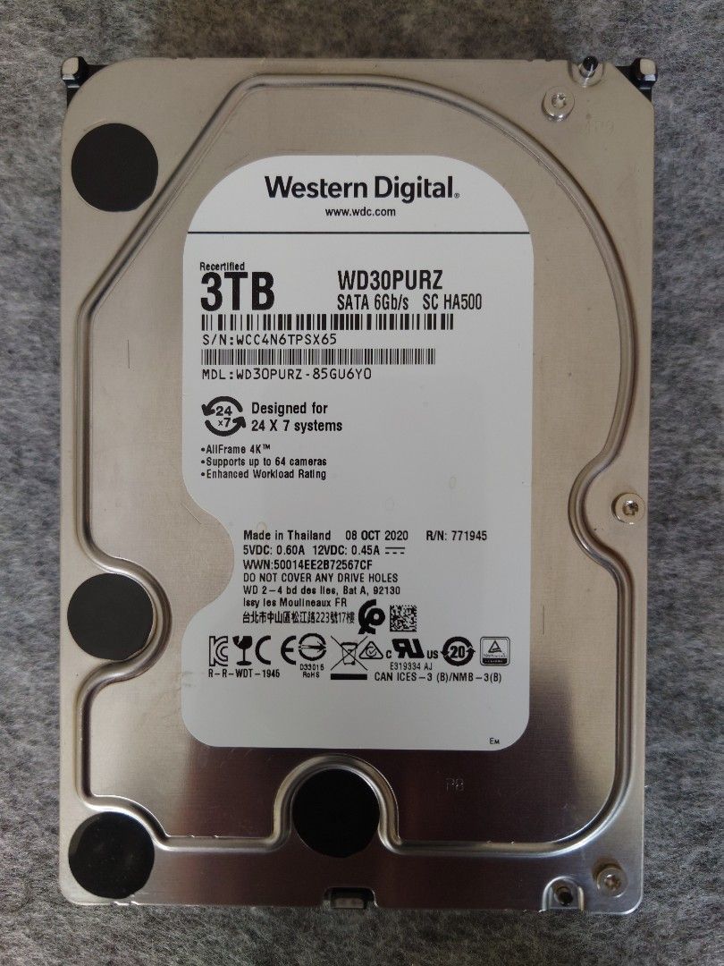 3TB WD Purple Surveillance Hard Disk Drive, Computers & Tech, Parts ...