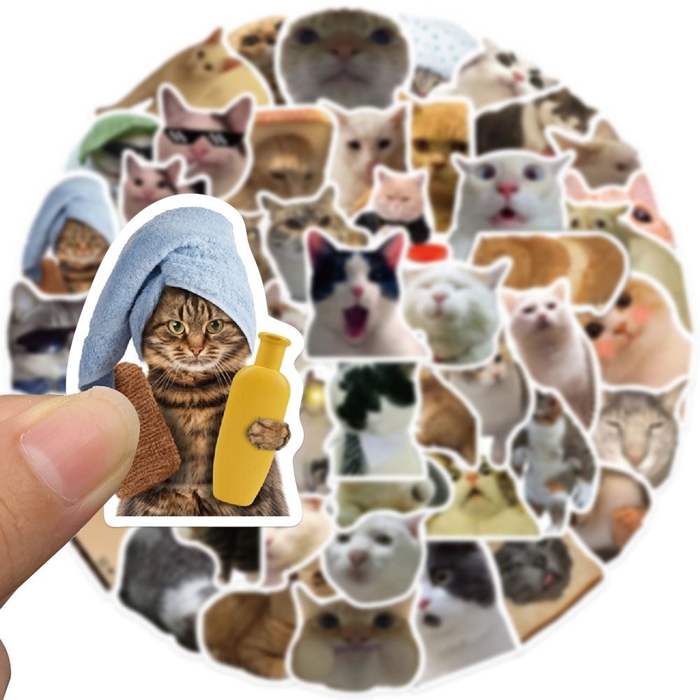 50pcs Cat Meme Funny Stickers Waterproof Skateboard Laptop Luggage Car ...