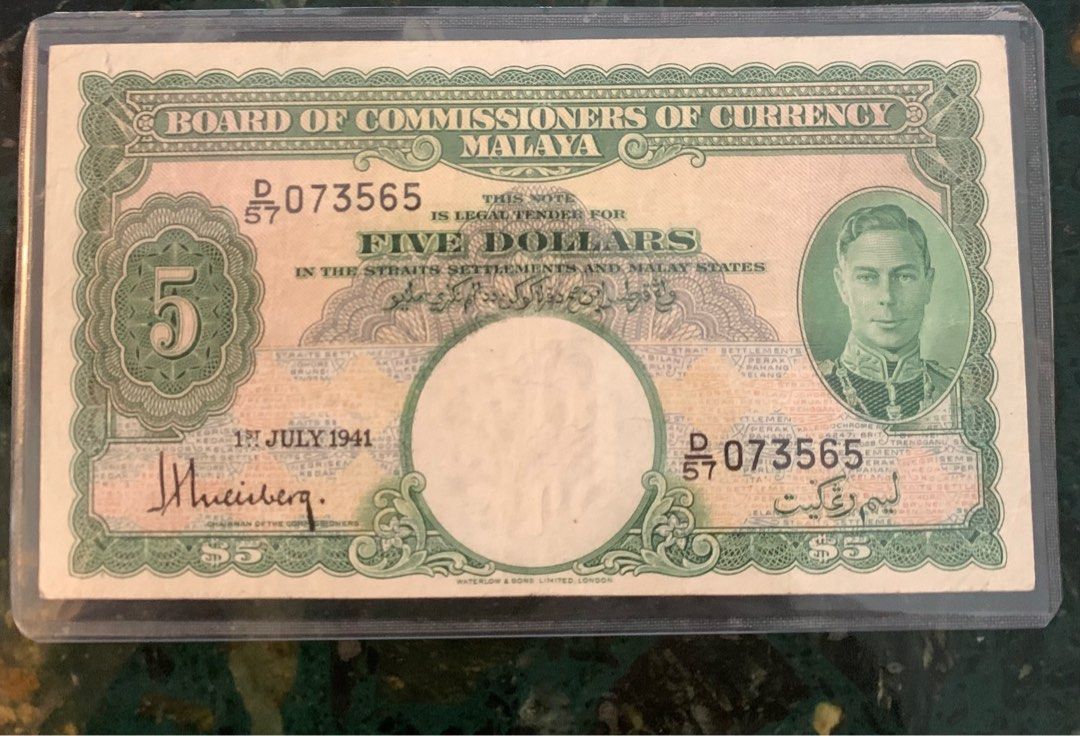 $5 and $10 Malaya Banknotes of King George the Sixth 1941 series ...