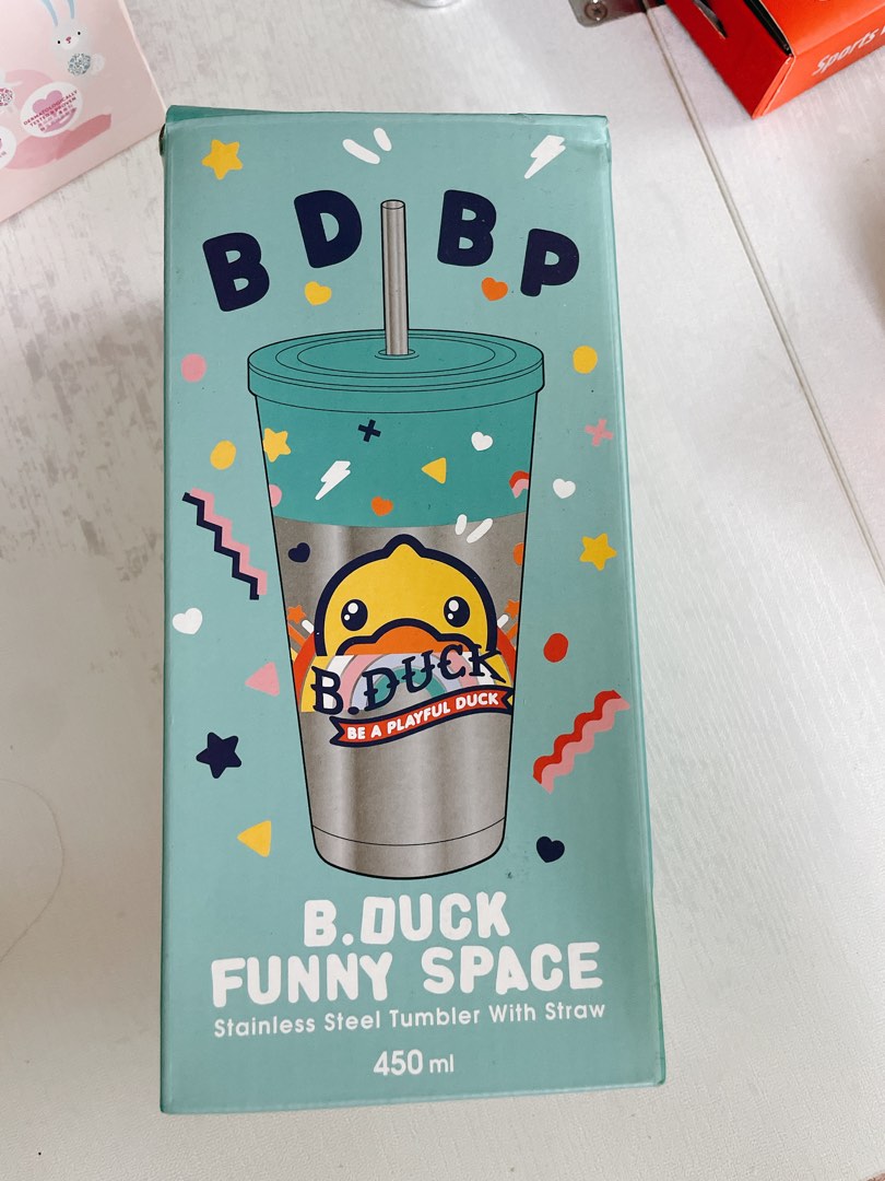 全新 未用過 B duck 不銹剛吸管杯, 家庭電器, 廚房電器, 水壺 - Carousell