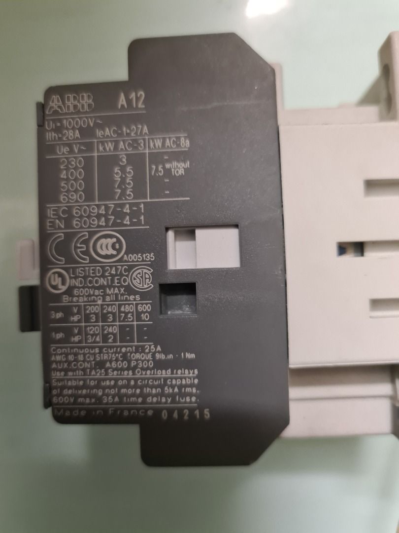 ABB Contactors,Coil 110 t0 230VAC, 25A ,3 Phase with NO, TV & Home ...