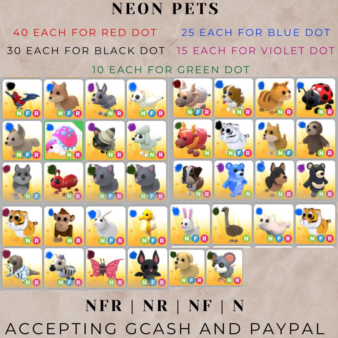 Adopt Me Pets | Neon pets, Video Gaming, Gaming Accessories, In-Game ...
