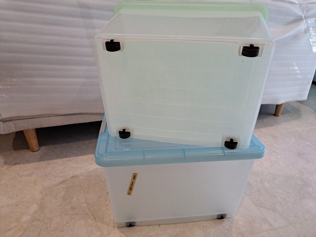 Algo Storage Box With Clip & Lock & Wheels (55L), Furniture & Home ...