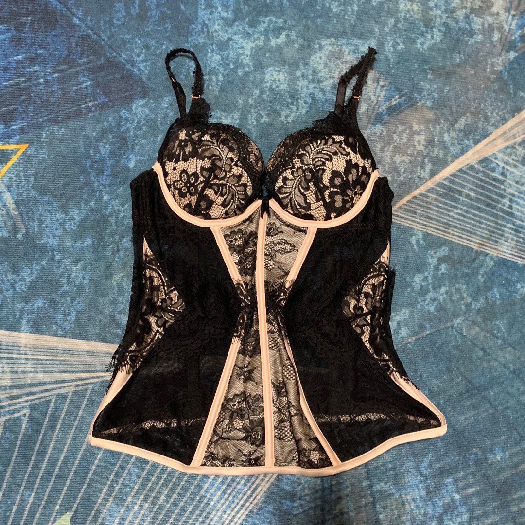 Ann summers black lace bustier corset basque on Carousell