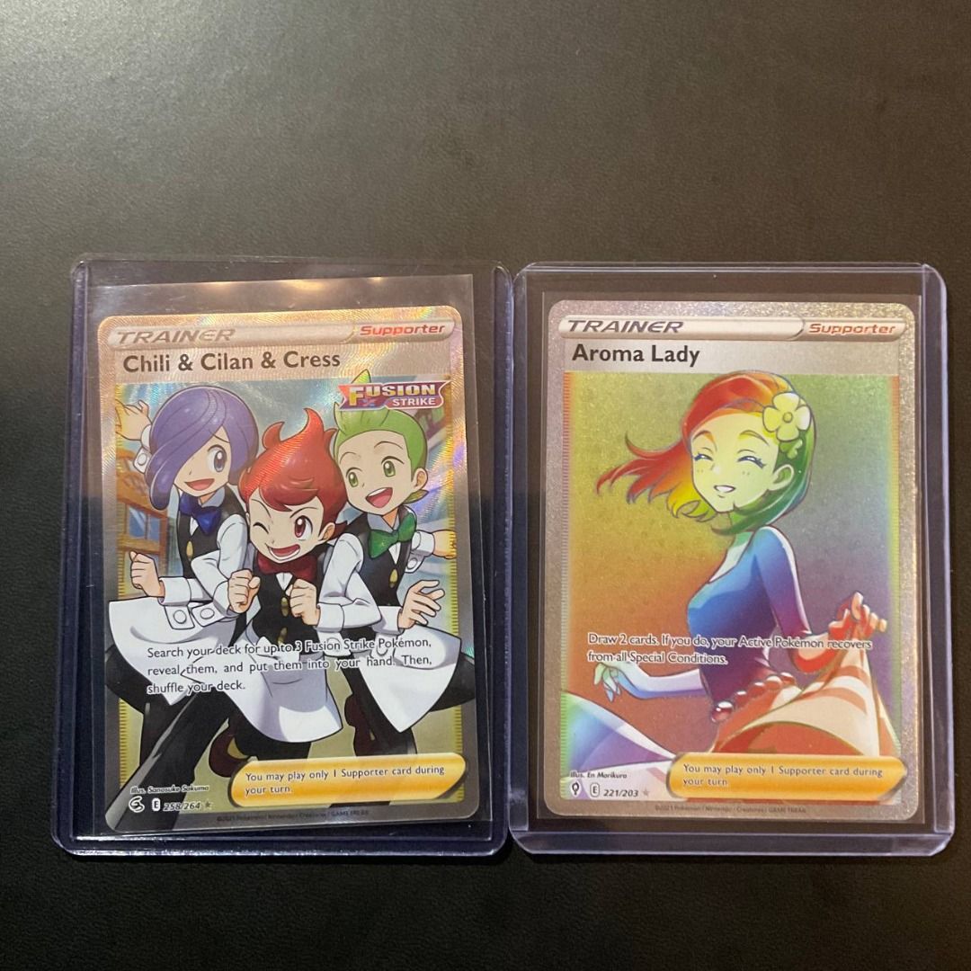 Aroma Lady #221 Pokemon Evolving Skies and Chili & Cilan & Cress #258 ...