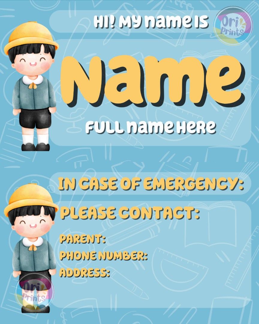 Back to Back print Name Plate Name Tag with free Id lace, Hobbies ...