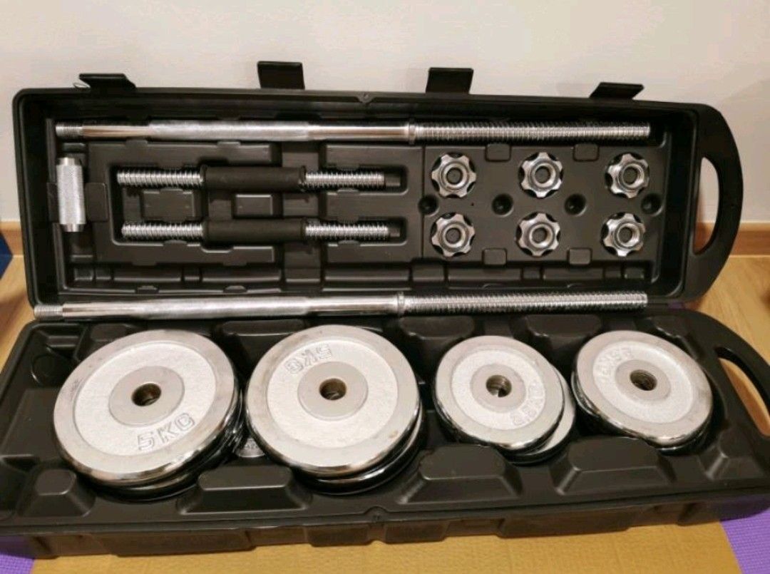 Barbell dumble set 50 KG with workout bench, Sports Equipment, Exercise ...