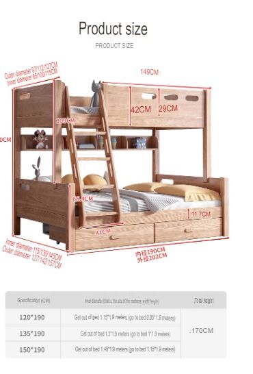 Bunk bed bunk bed all solid wood mother and child bed two-story children's bed combination upper ...