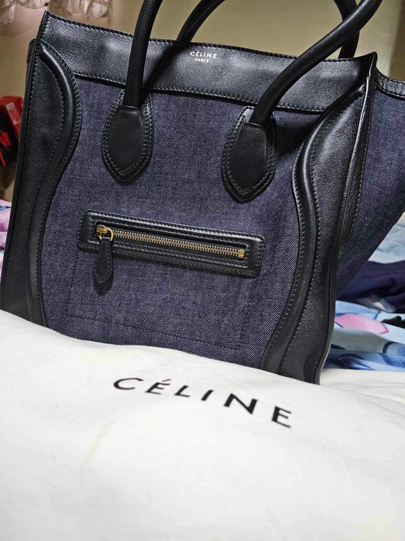 Celine Luggage Bag Denim With Leather Mini On Carousell