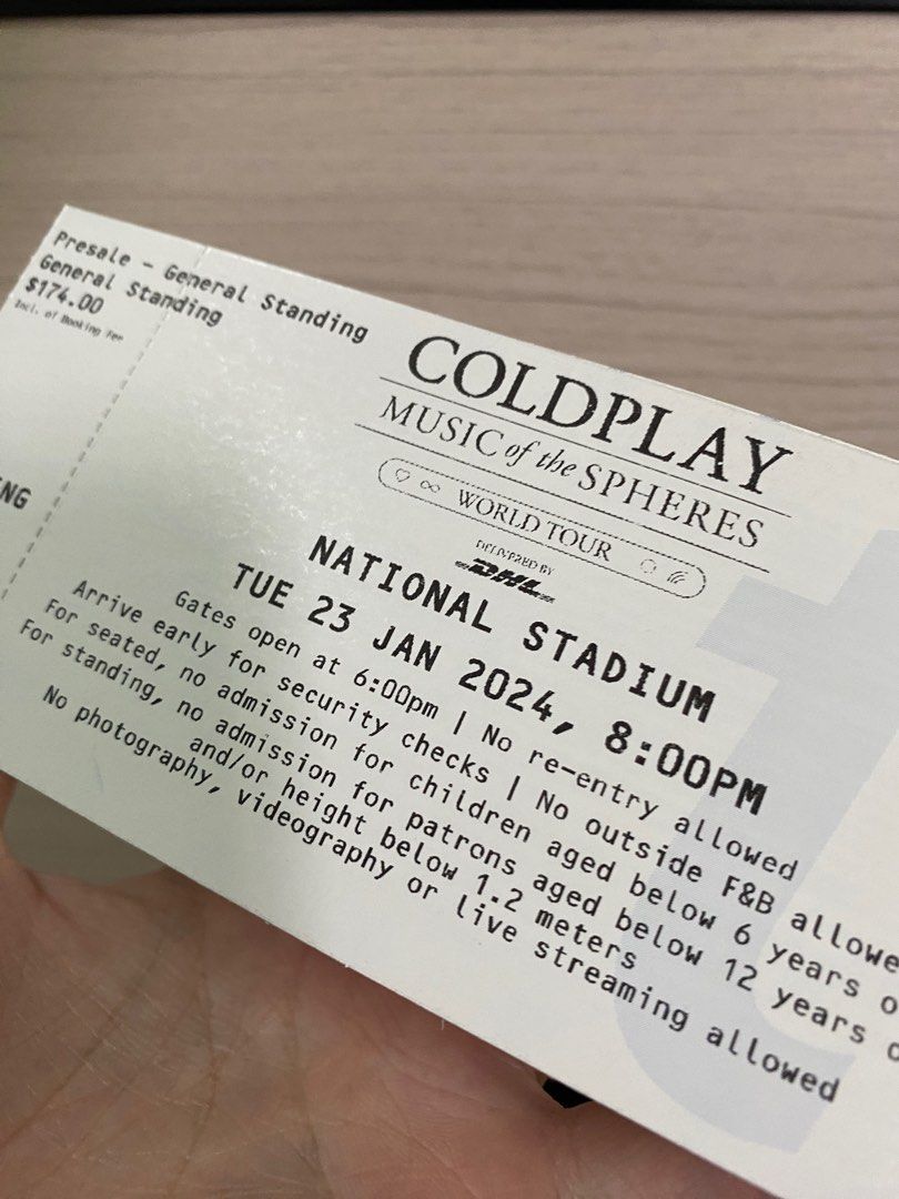 Coldplay standing ticket, Tickets & Vouchers, Event Tickets on Carousell