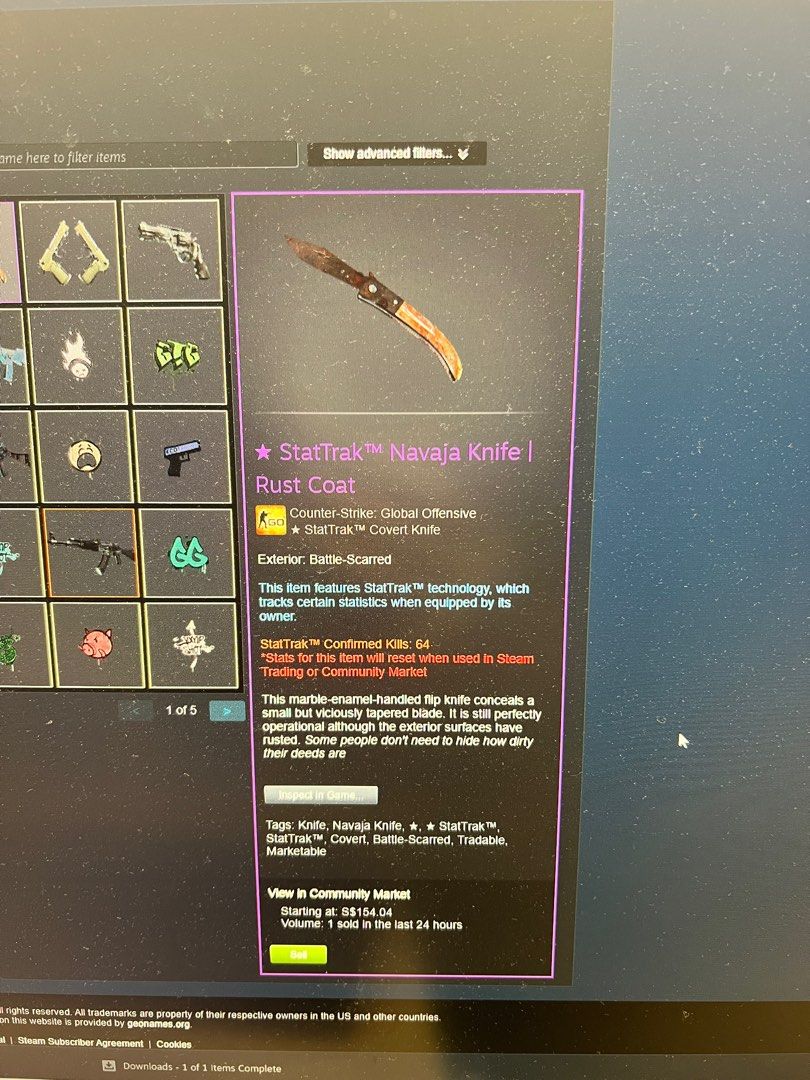 CSGO Stattrak Navaja Knife Rust Coat, Video Gaming, Gaming Accessories ...