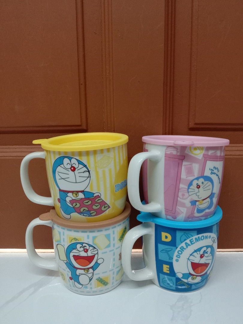 (4 in 1) Darlie Doraemon Glass Cup Mug set, Hobbies & Toys ...