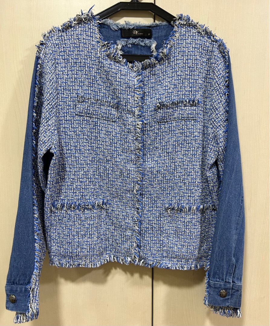 Denim/ tweed Jacket from HK on Carousell