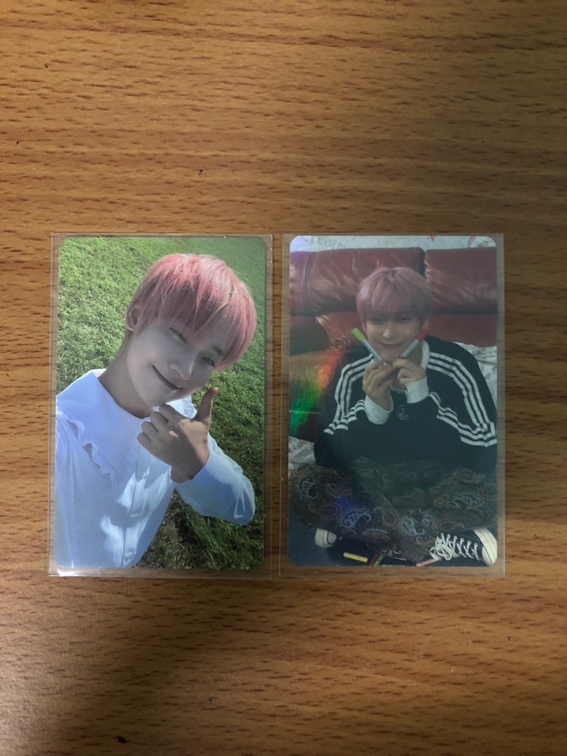 ENHYPEN SUNOO pink yet photocard + charybdis sharpie holo pc on Carousell