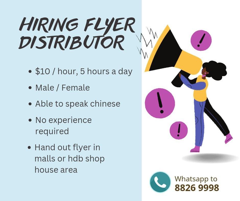 Flyer distributor in malls & hdb shophouse area, Jobs, Internships ...