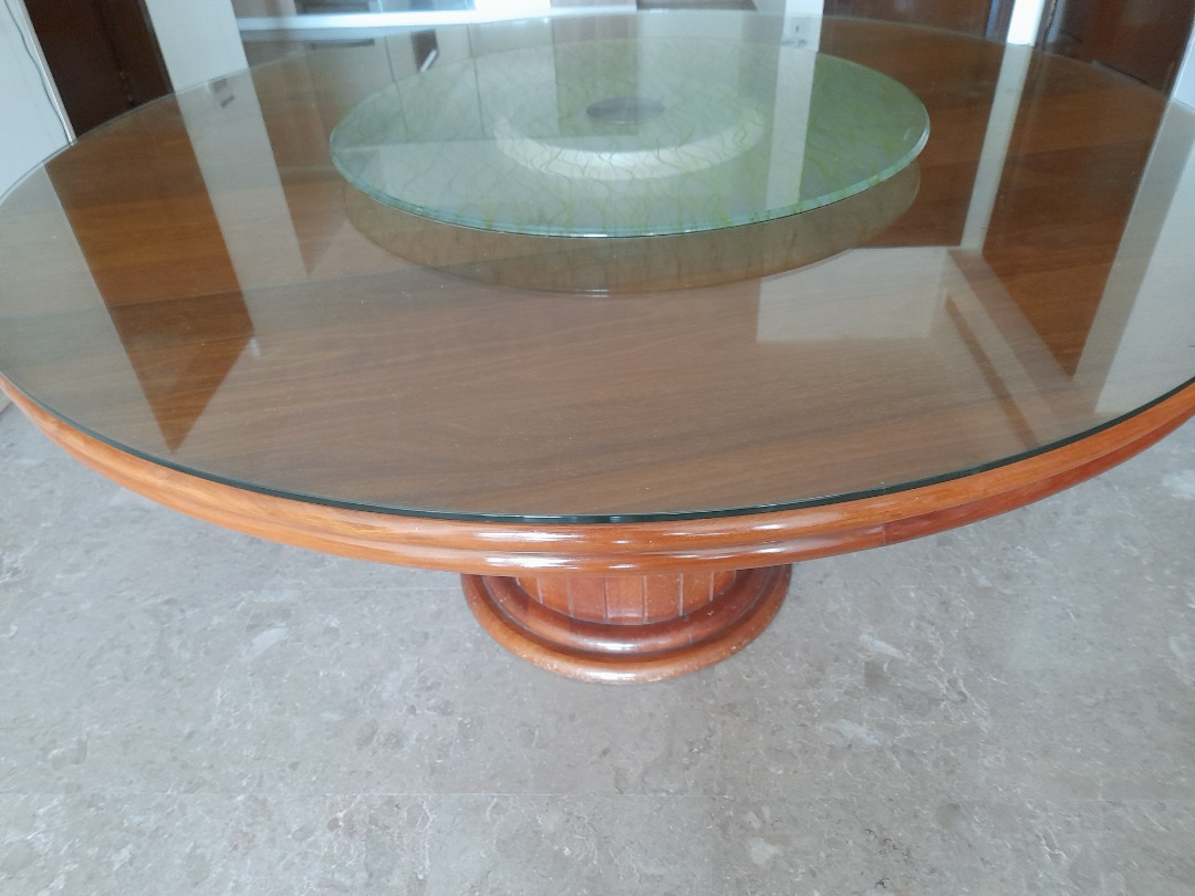 Glass top- round shape (5 feet), Furniture & Home Living, Furniture ...