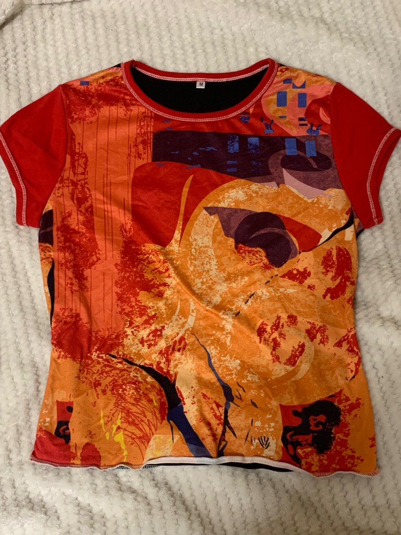 Graphic baby tee | acubi gorpcore retro vintage top body hugging ...