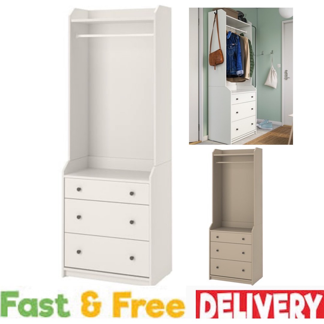 HAUGA Open wardrobe with 3 drawers White 70×199 ikea wardrobe ...
