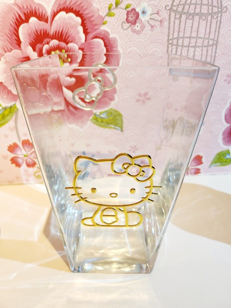 Hello Kitty Emblem Sticker on Glass Vase - Japan Authentic, Furniture ...