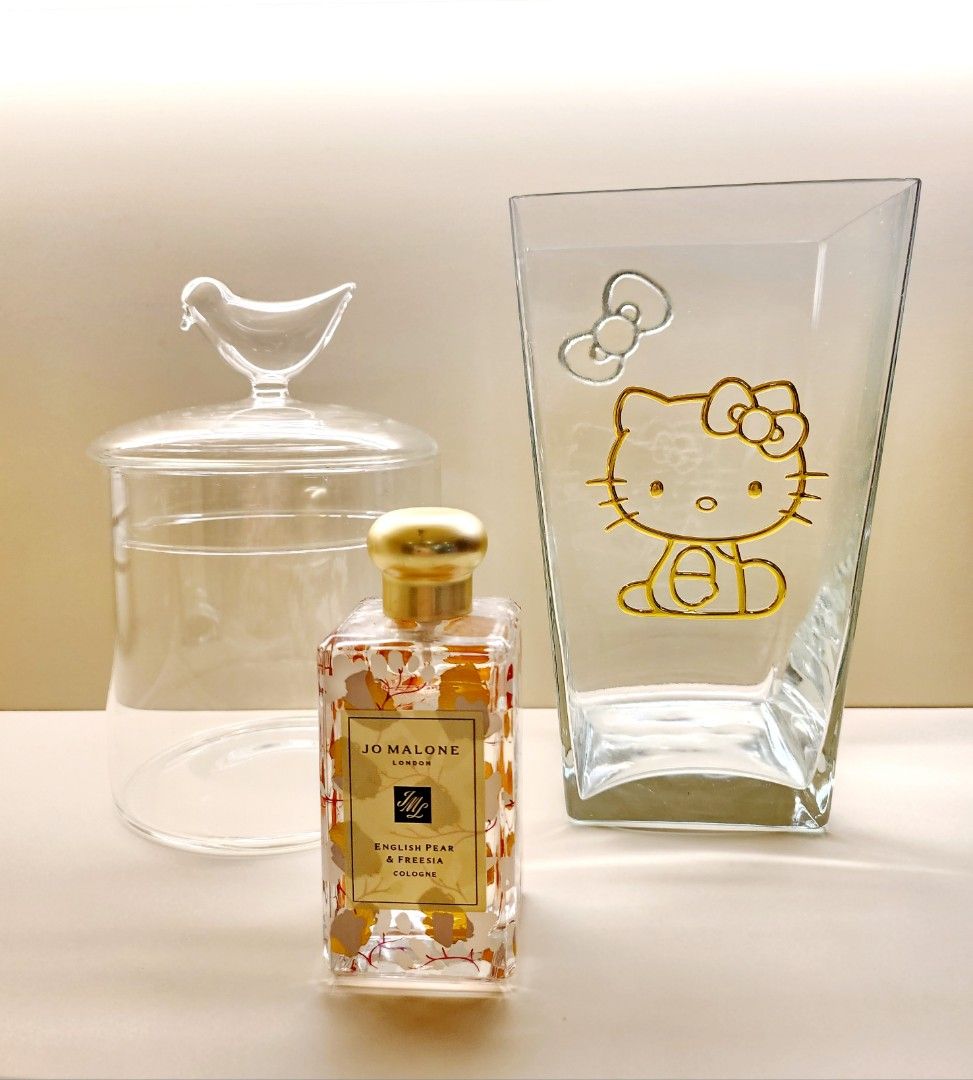 Hello Kitty Emblem Sticker on Glass Vase - Japan Authentic, Furniture ...