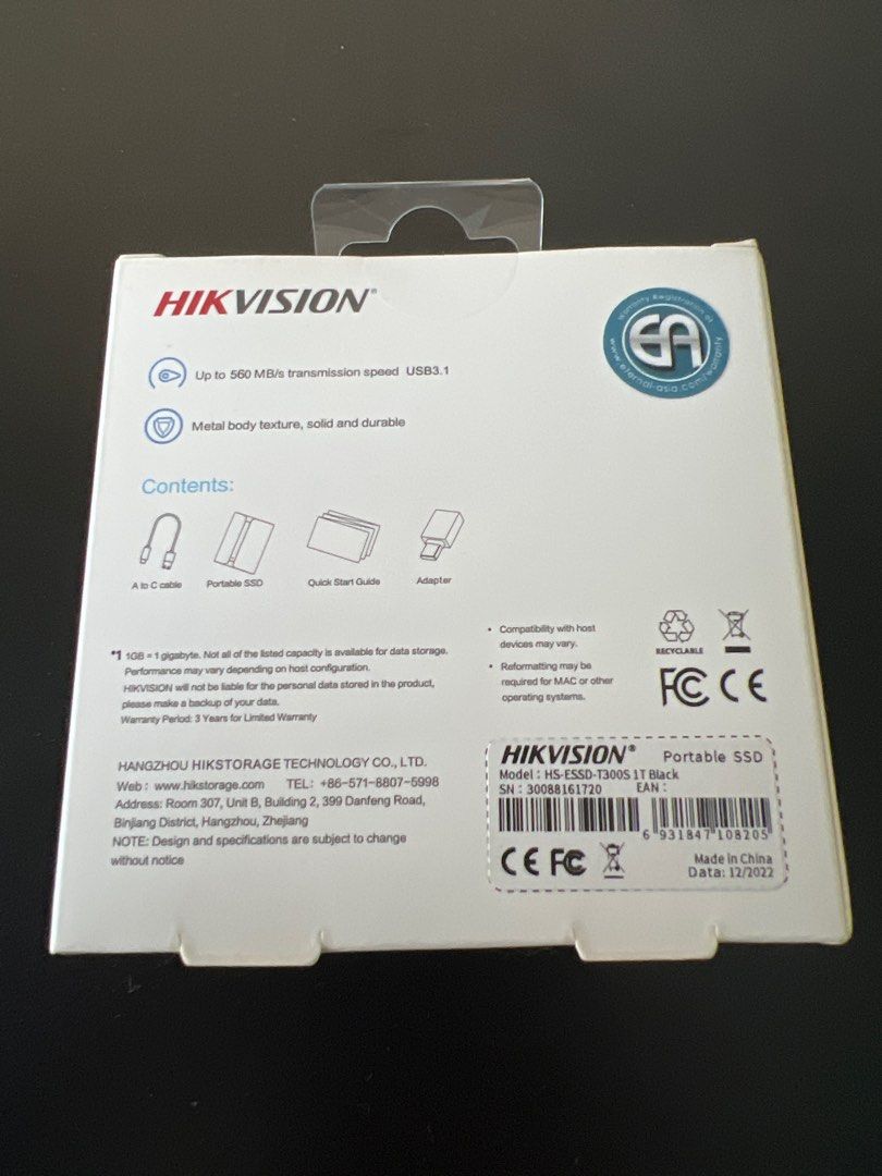 HIK VISION Hard Disk 1TB, Computers & Tech, Parts & Accessories, Hard ...