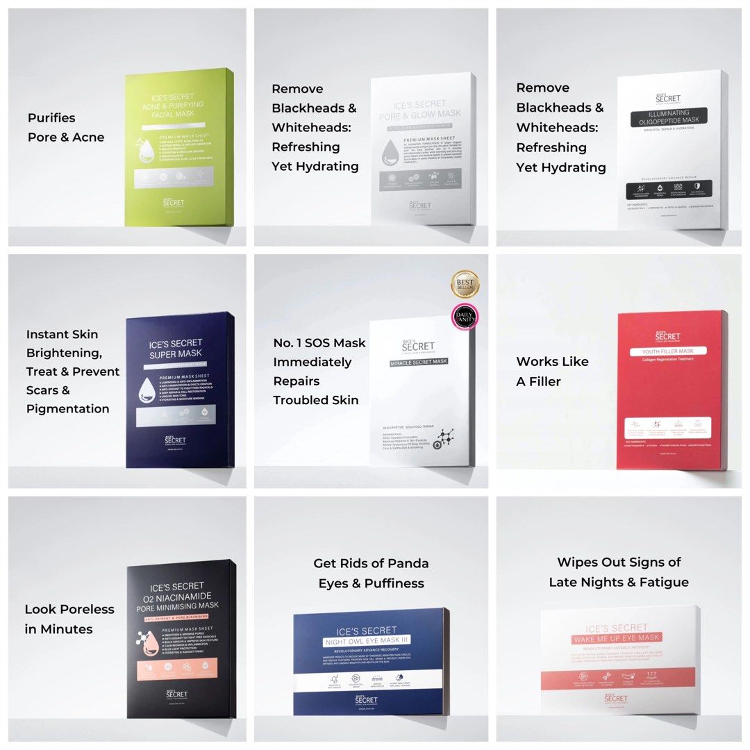 Ice Secret Facial Sheet Mask, Beauty & Personal Care, Face, Face Care ...