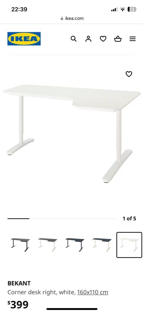 IKEA corner Table bekant 1.6, Furniture & Home Living, Furniture ...