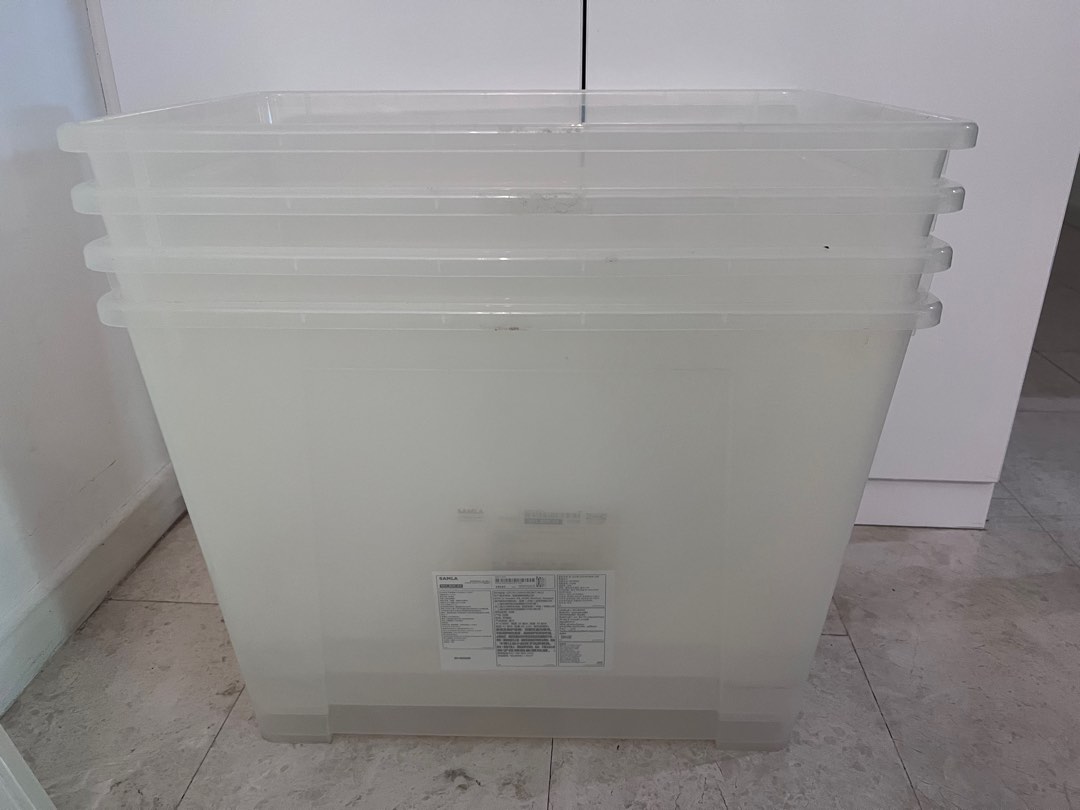 Set of 4 Ikea Samla large plastic storage containers / boxes, Furniture ...