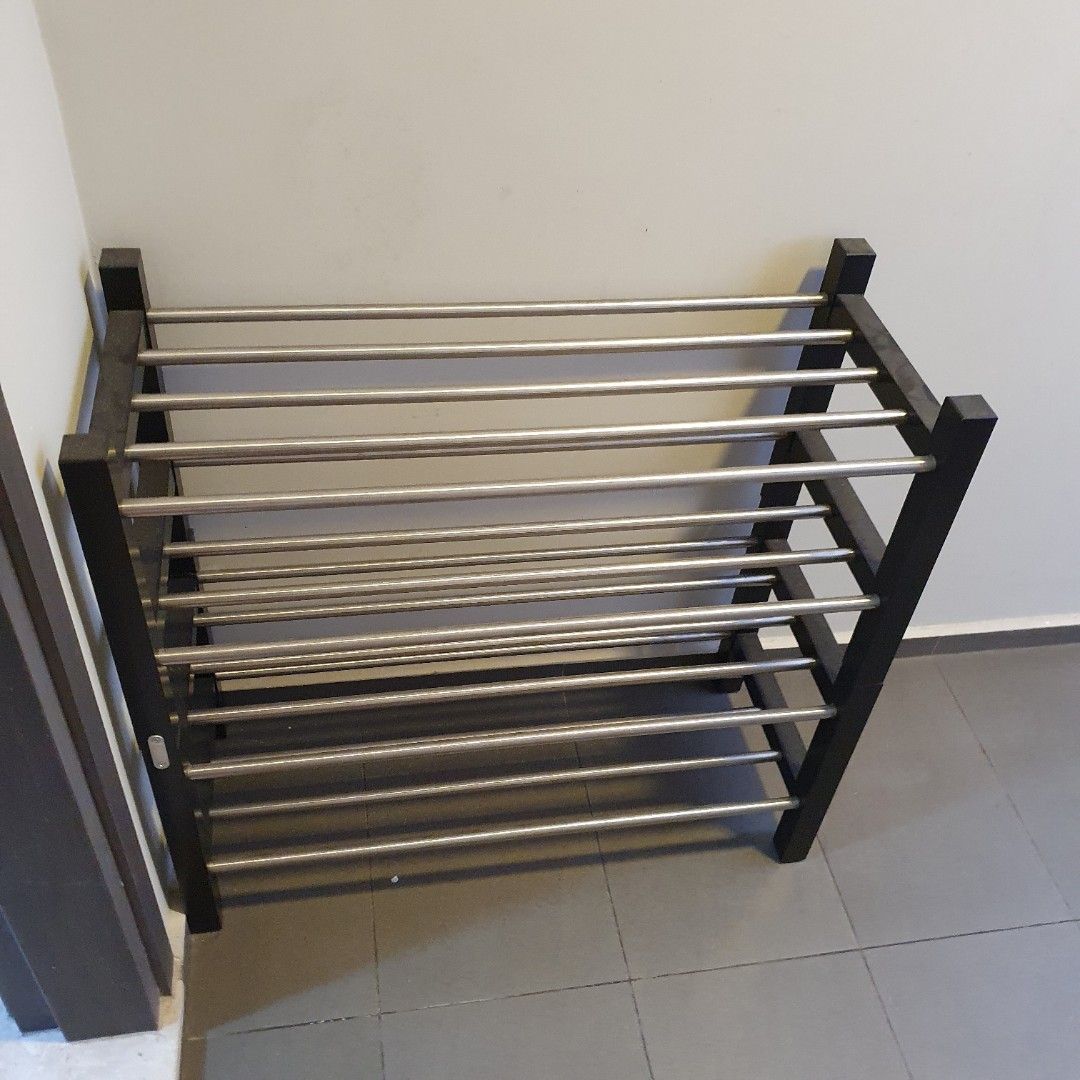 RTP$140 IKEA Tjusig black shoe rack x 2 shelves, Furniture & Home ...