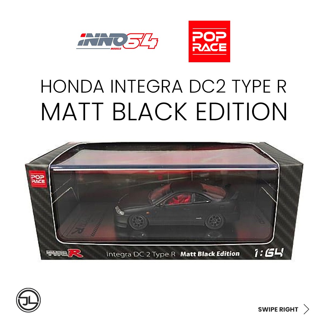 Inno64 x POP RACE Honda Integra DC2 TYPE R Matt Black Edition 1:64 ...