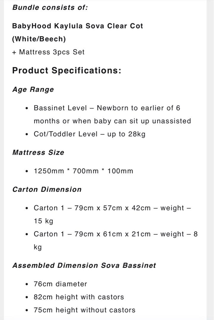 Kaylula sova clear cot white, Babies & Kids, Baby Nursery & Kids ...