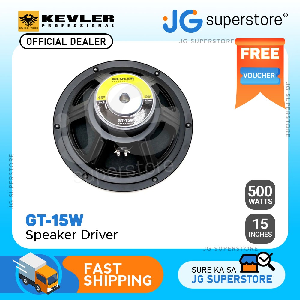 KEVLER GT-15W 500W 15" Base Speaker Driver with 45Hz-7KHz Frequency Response, 98dB Sensitivity ...