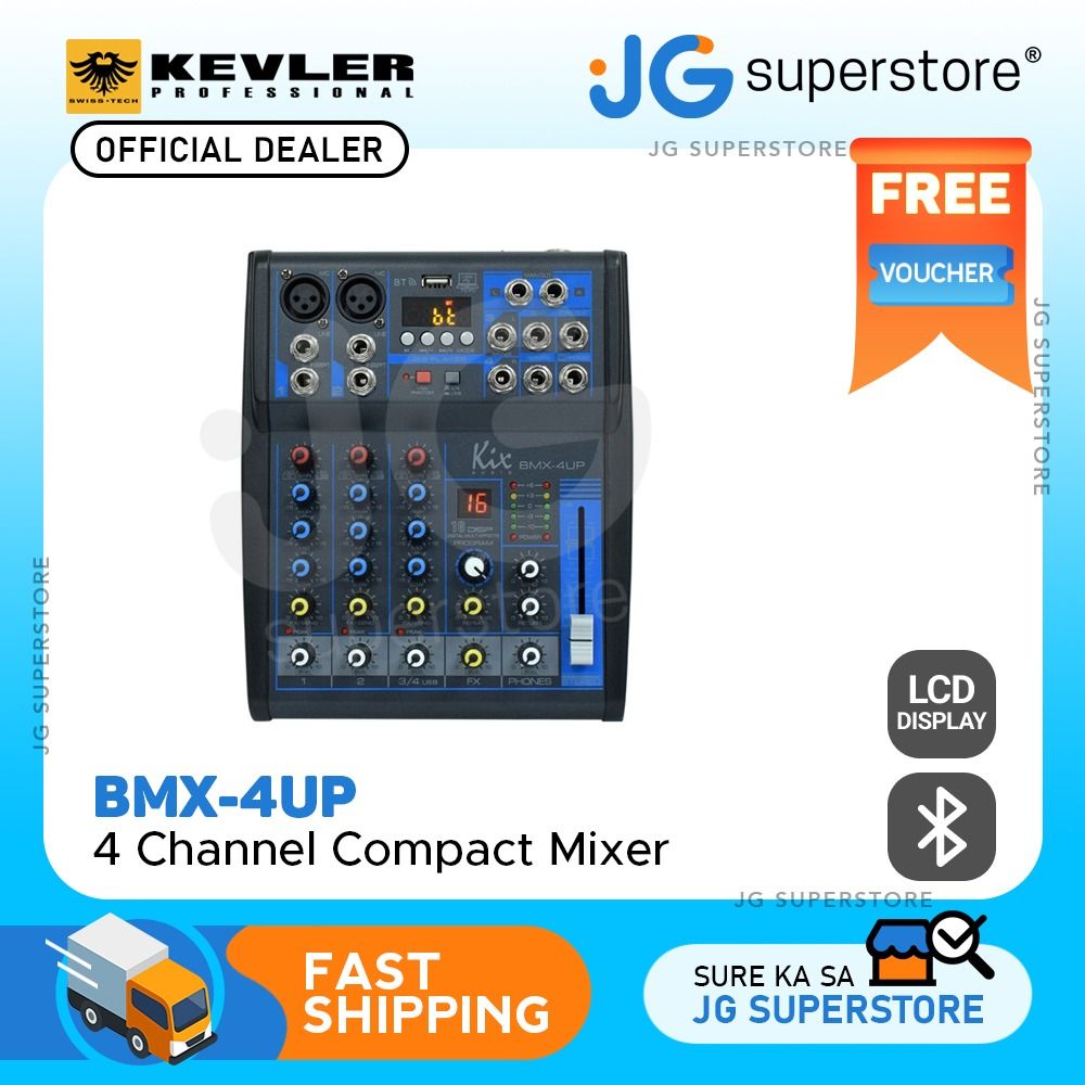 KEVLER Kix Audio 4-Channel Compact Bluetooth Audio Mixer with USB Input ...