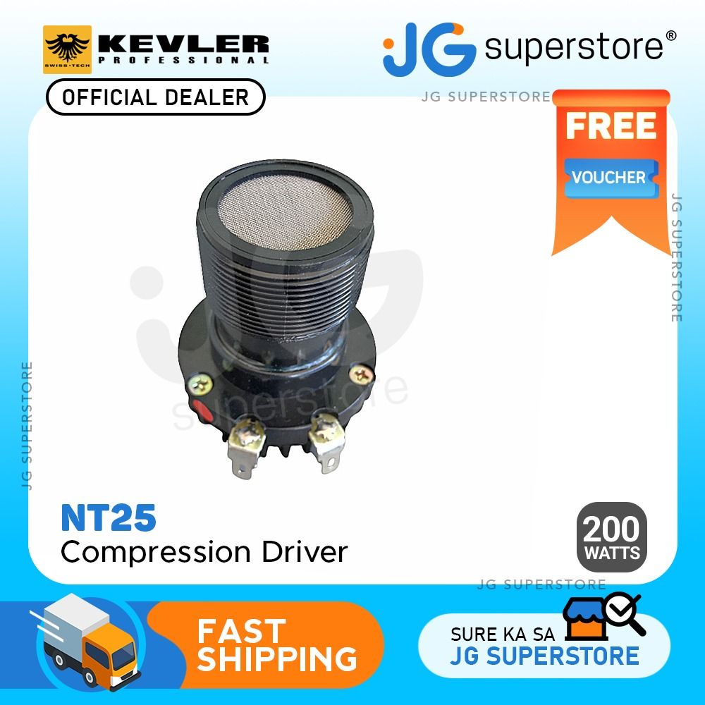 KEVLER NT-25 200W Phenolic Dome Neodymium Compression Driver with 25 mm Voice Coil and 1" Exit ...