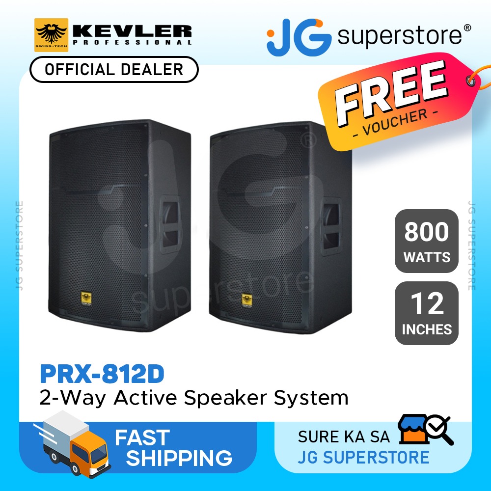KEVLER PRX-812D 12" 800W 2-Way Full Range Active Speaker System (PAIR) with Built-In Class D ...