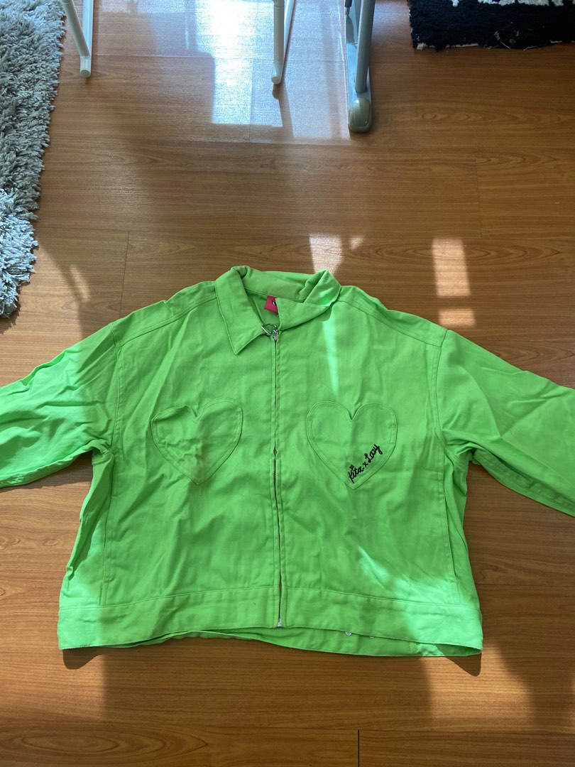 Lazy Oaf x Kita colab neon green denim jacket on Carousell