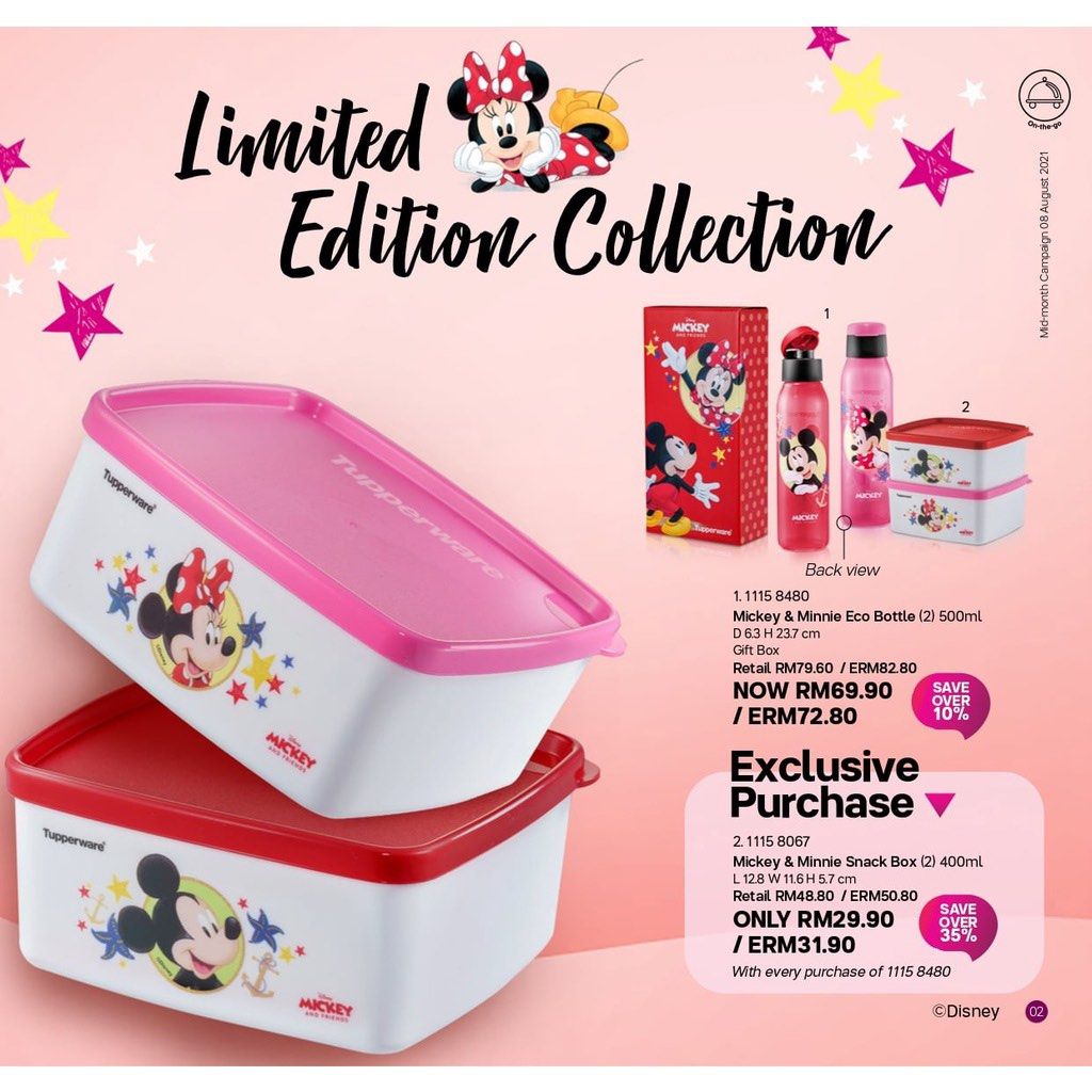 Limited edition Mickey Minnie Mouse Snack Tupperware, Babies & Kids ...