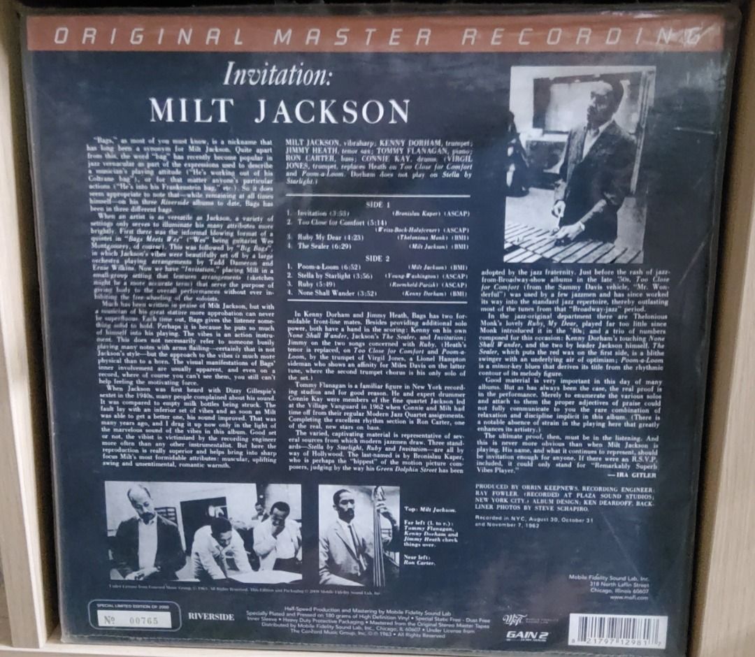 Lp Original Master Recording Milt Jackson Invitation Numbered Ltd ...