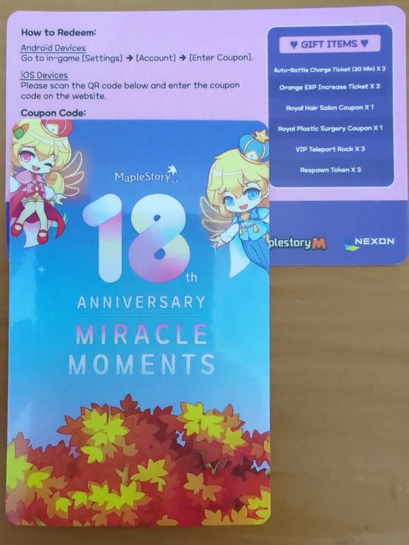 Maplestory M gift coupon code, Video Gaming, Video Games, Others on ...