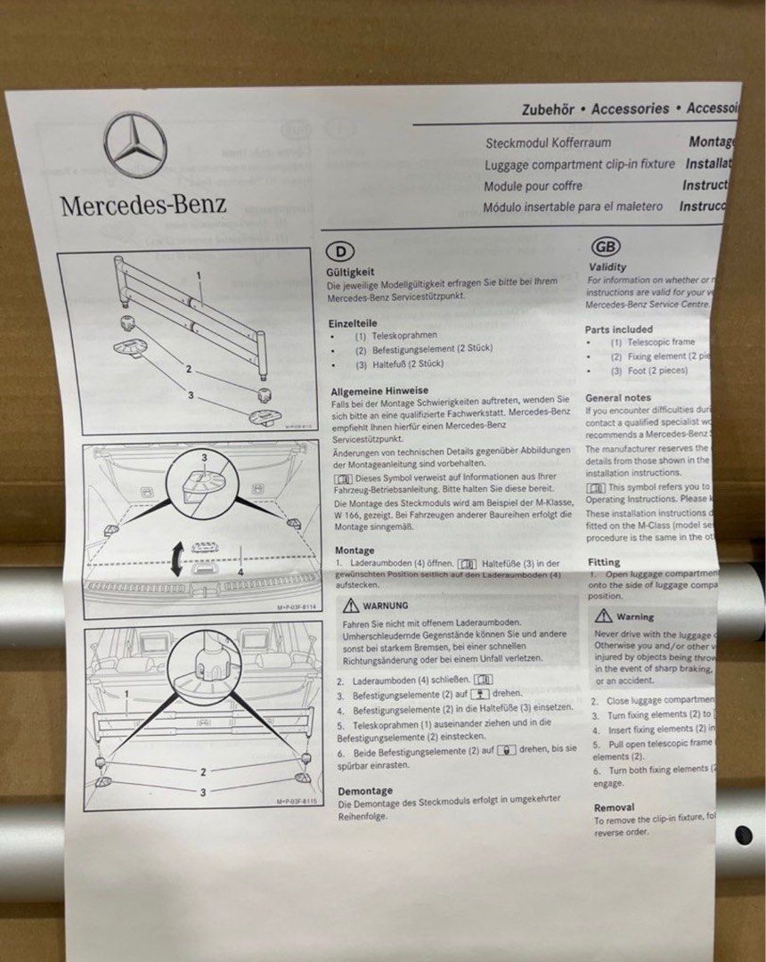 Mercedes Original Telescopic Frame / Original GLC 250 boot divider, Car ...
