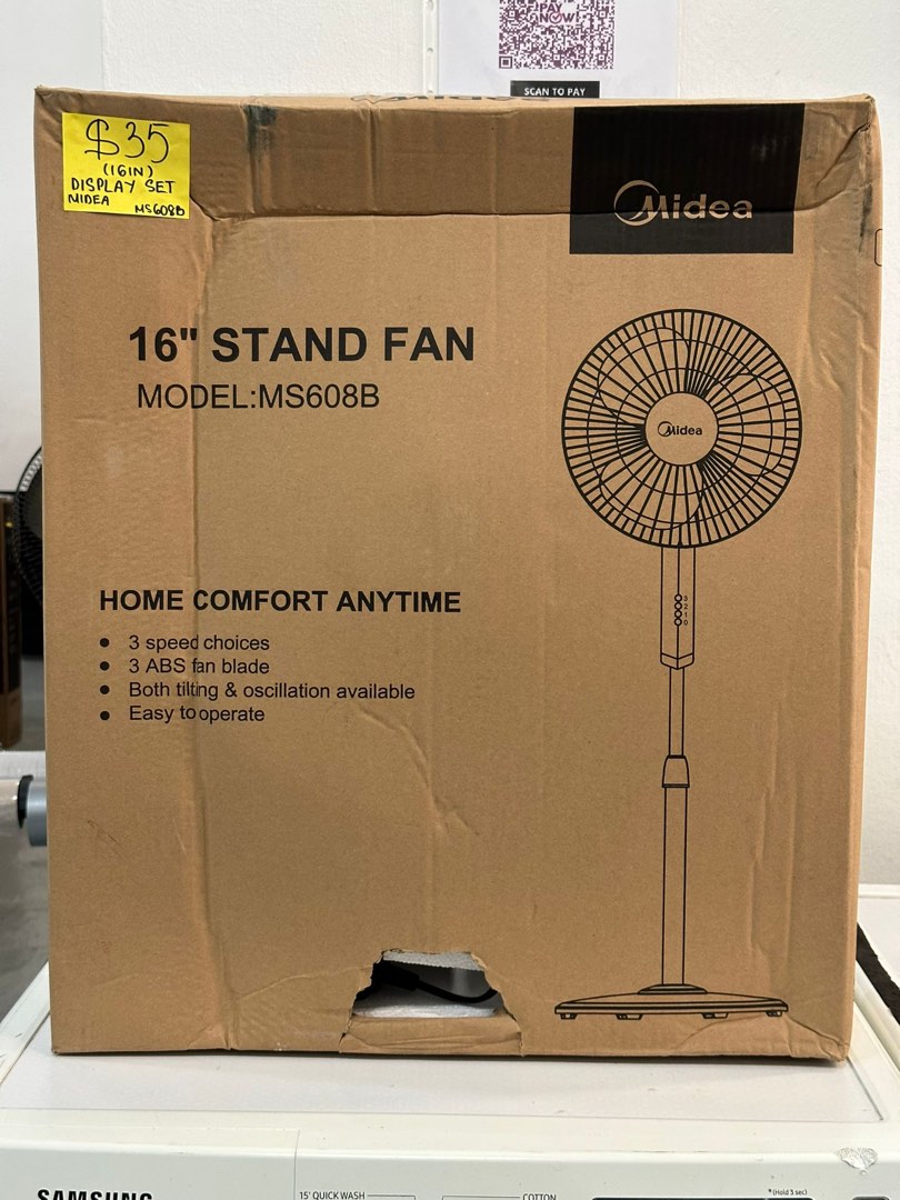 MIDEA 16" STAND FAN MS608B Display Set $35 (☎️Kim 88118368), Furniture ...