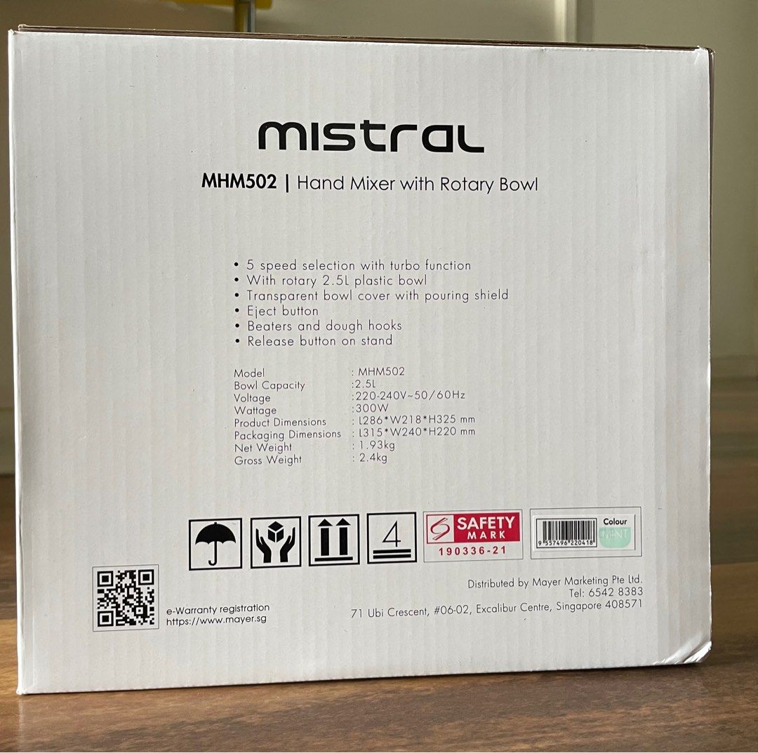 Mistral Hand Mixer with Rotary Bowl, TV & Home Appliances, Kitchen ...