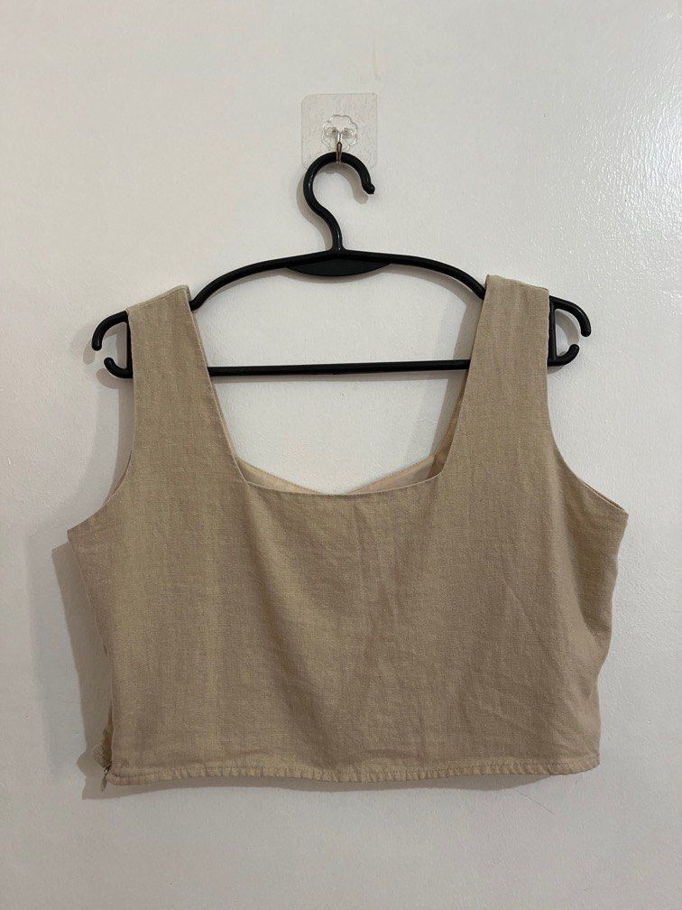Maxi Linen Nude beige heart-shaped top on Carousell