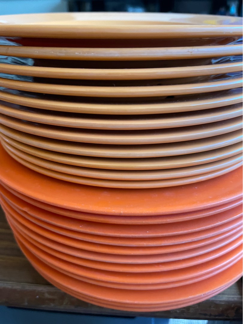 Orange Melamine Circle Plates (2 sizes), Furniture & Home Living ...