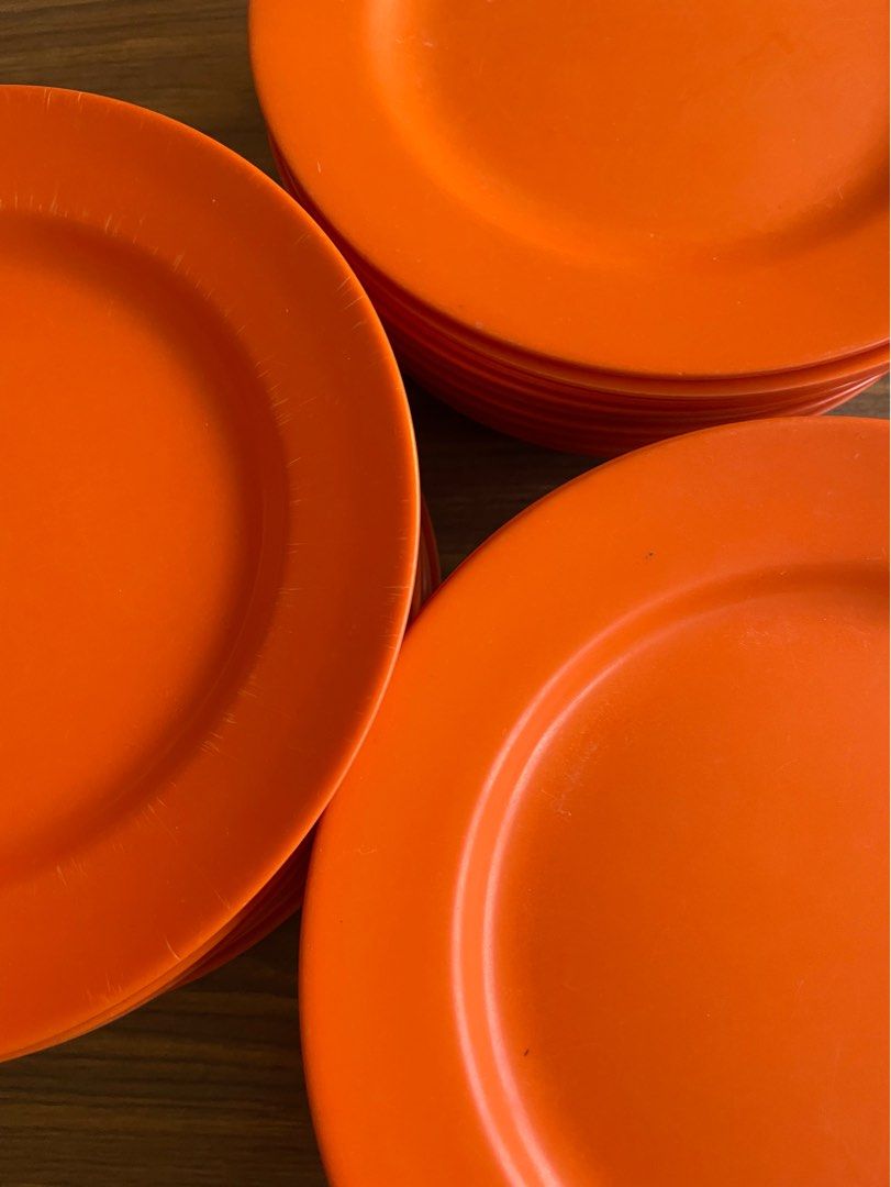 Orange Melamine Circle Plates (2 sizes), Furniture & Home Living ...