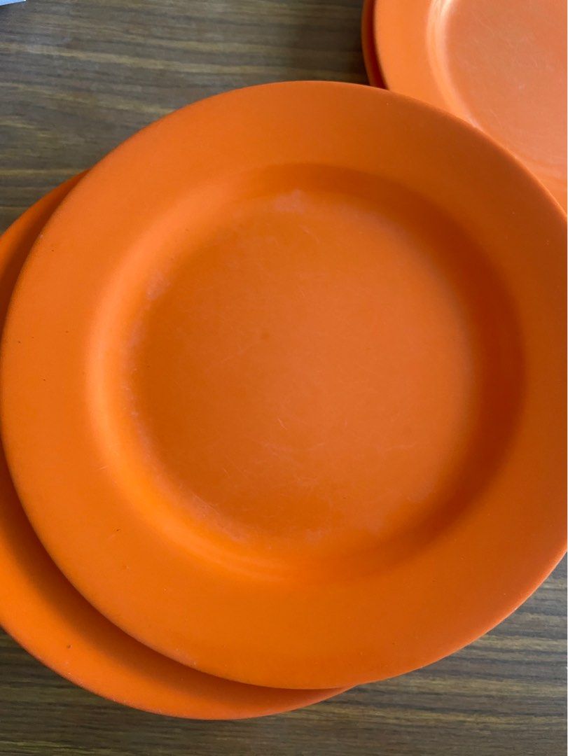 Orange Melamine Circle Plates (2 sizes), Furniture & Home Living ...