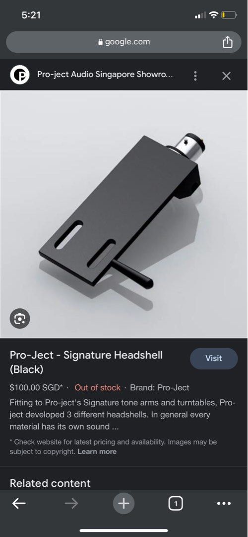 Pro-Ject Signature Headshell, Audio, Other Audio Equipment on Carousell