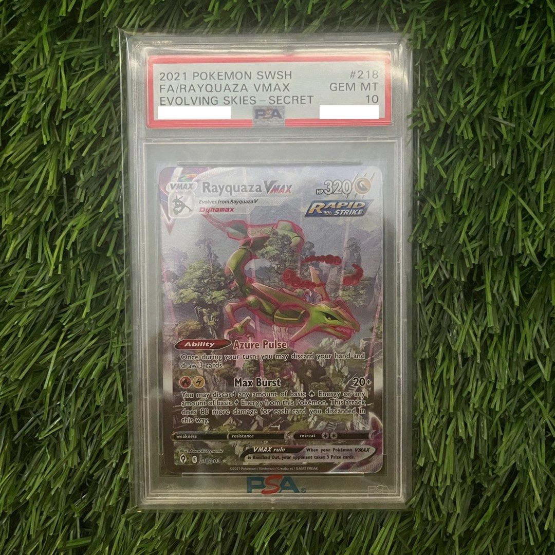 [PSA 10] Pokemon Rayquaza VMAX Alt Art Full Art Evolving Skies #218, Hobbies & Toys, Toys ...